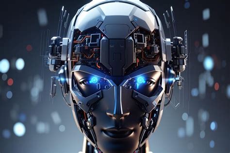 Premium AI Image | Cyborg head using artificial intelligence to create digital interface 3d ...