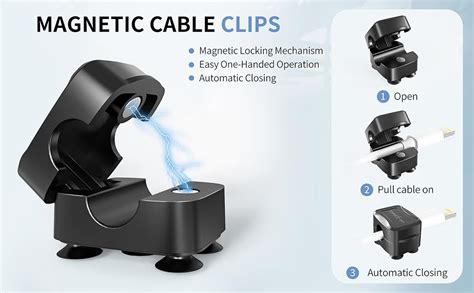 6 Piece Magnetic Cable Clips Set With 6 Silicone Suction