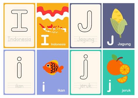 Plat Ontwerp Schattig Kleurrijk Alfabet Abc Flashcard Werkblad