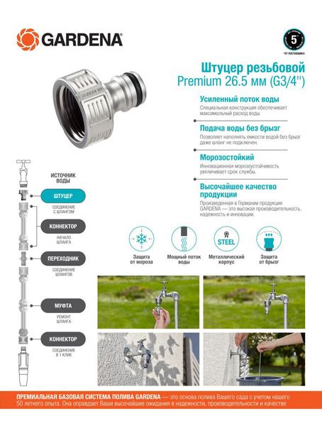 Штуцер резьбовой Premium 26.5 мм 3/4" GARDENA - купить с доставкой по ...