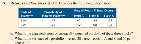 Solved 9 Returns And Variances LO1 Consider The Following Chegg