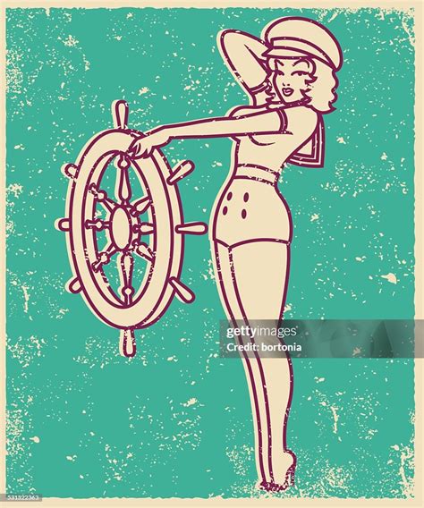 Retro Screen Print Of A Tattoo Style Sailor Pinup High Res Vector