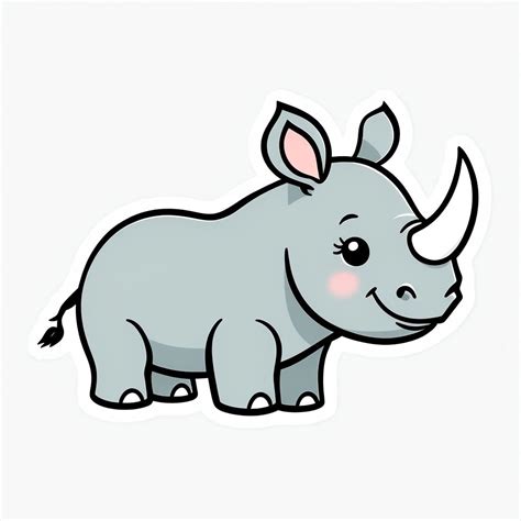 Cute Cartoon Rhinoceros Character Illustration Sticker Playground