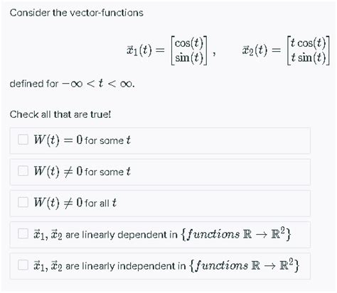 Solved Consider The Vector Functions T Cos T Sin T Chegg