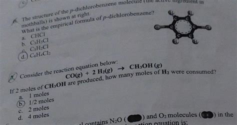 Solved A The Structure Of The P Dichlorobenzene Molecuie Tue