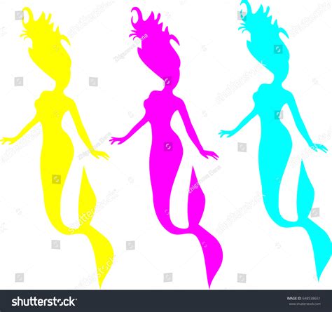 Three Mermaids Vector Illustration Vector De Stock Libre De Regalías