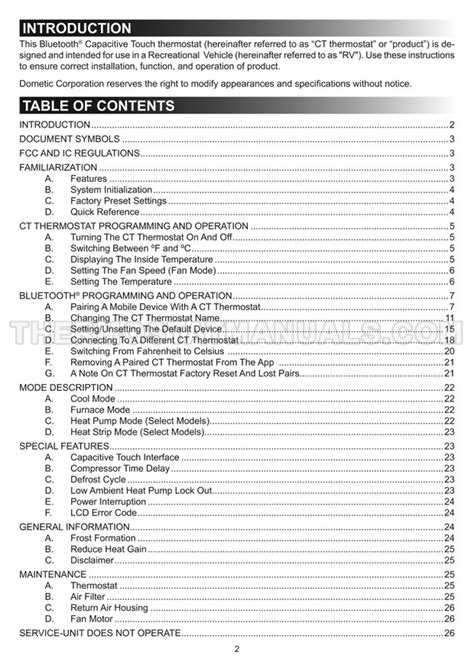 Dometic Bluetooth Capacitive Touch Thermostat Operating Instructions