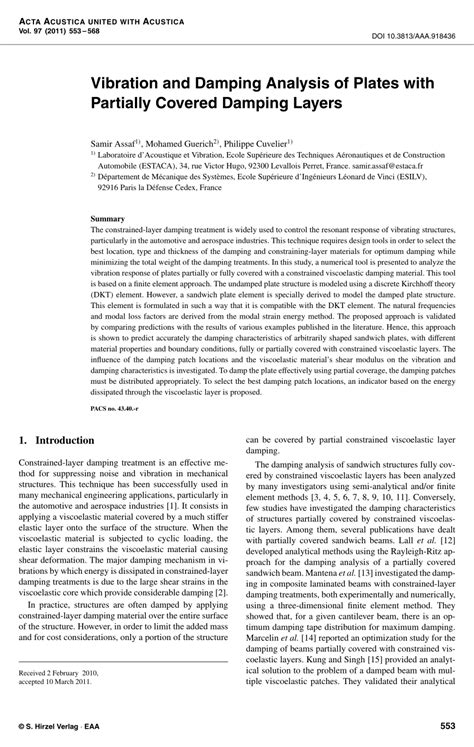 pdf vibration and damping analysis of plates with partially covered