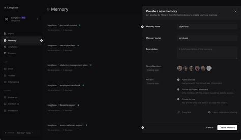 Quickstart Memory Langbase Docs