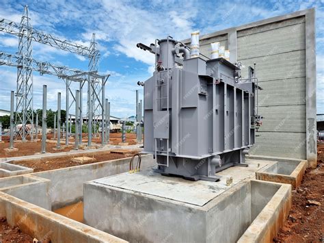 Premium Photo Transformer Installation The High Voltage Takeoff Tower And Foundation For