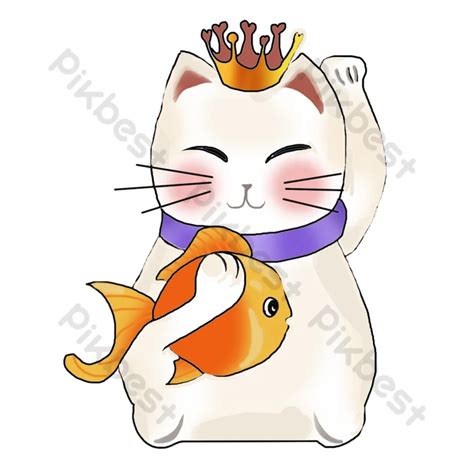 손으로 그린 간단한 펜 행운의 만화 행운의 고양이 요소 일러스트 Png Psd 무료 다운로드 Pikbest