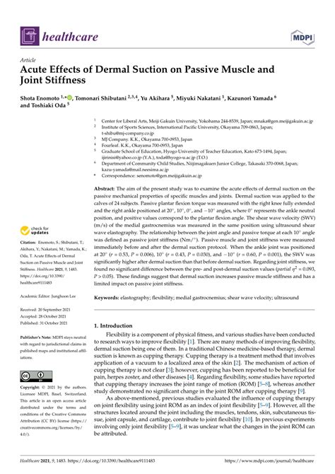 Pdf Acute Effects Of Dermal Suction On Passive Muscle And Joint Stiffness