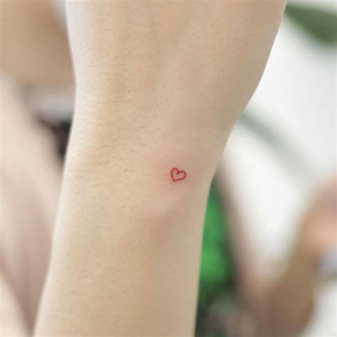 Minimalist Red Heart Tattoo On The Wrist