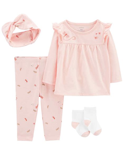 Riachuelo Conjunto longo bebê peças faixa borboletinhas rosa Carter s