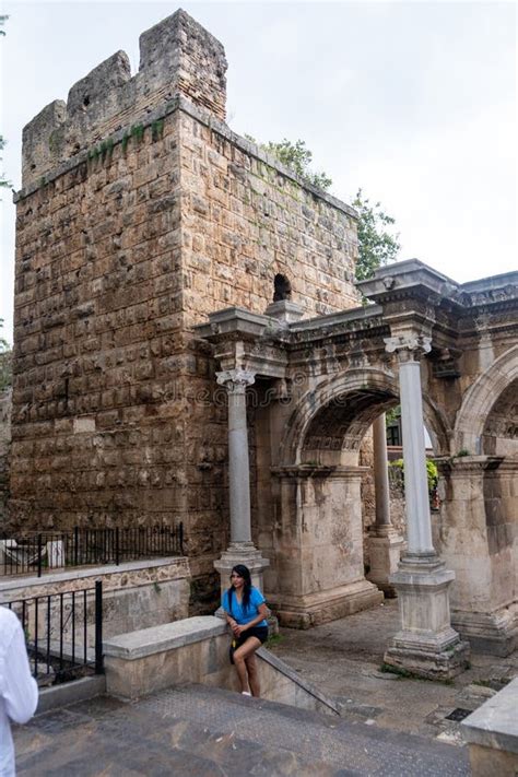 View Of Famous Gate Or Hadrianus Arch In Antalya Without Visitors