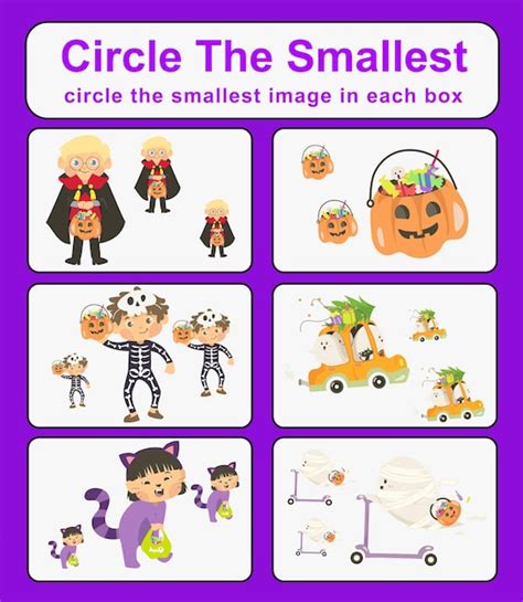 Premium Vector Pre Math Concepts Circle The Smallest Object In Each