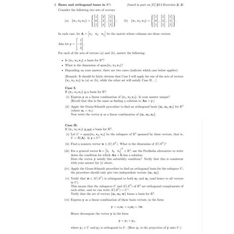 Solved 2 Bases And Orthogonal Bases In R41 Hased In Part