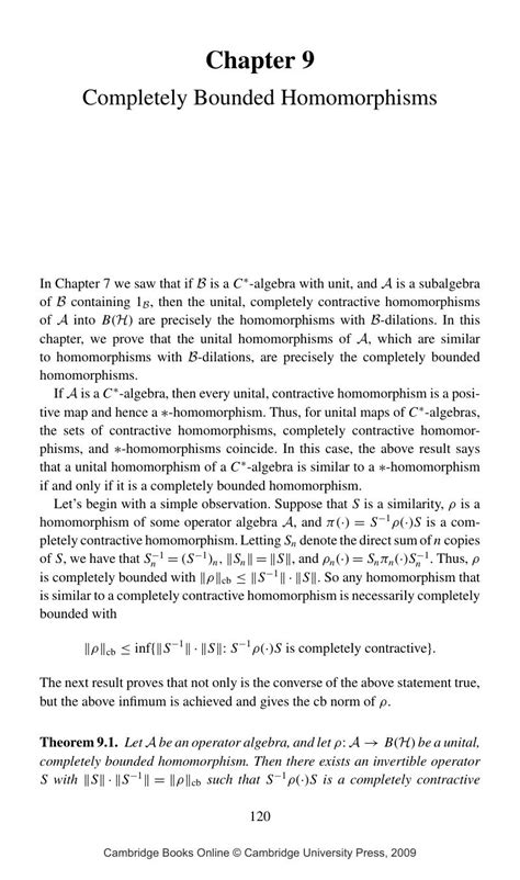 Completely Bounded Homomorphisms Chapter 9 Completely Bounded Maps