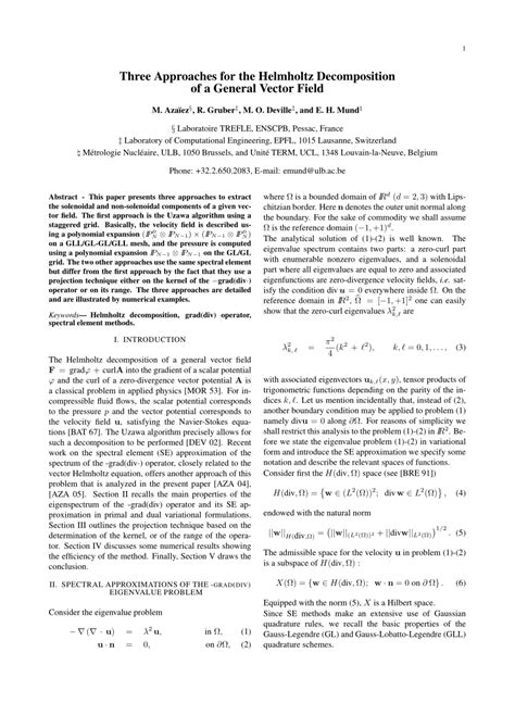 PDF Three Approaches For The Helmholtz Decomposition Of A General