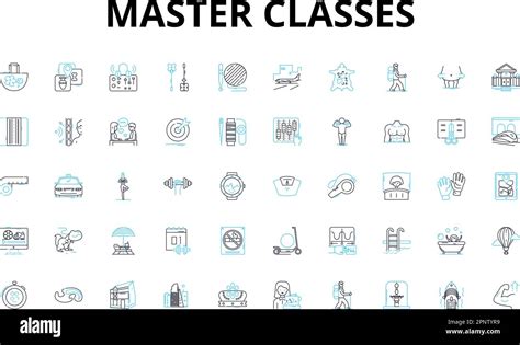Master Classes Linear Icons Set Insider Experts Coach Mentor Specialist Authority
