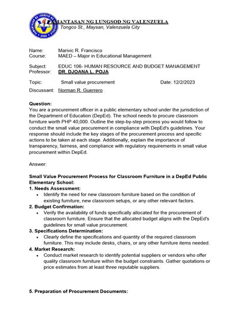 Evaluation Small Value P Pdf Procurement Business Process