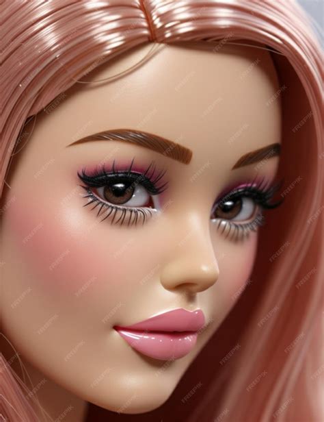 Premium Ai Image A Detailed Glossy Sticker Of A Barbie Dolls Face Surrounded By A Bright