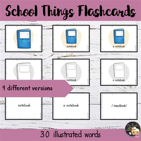 Flashcards School Things Mrs Rechts Classroom