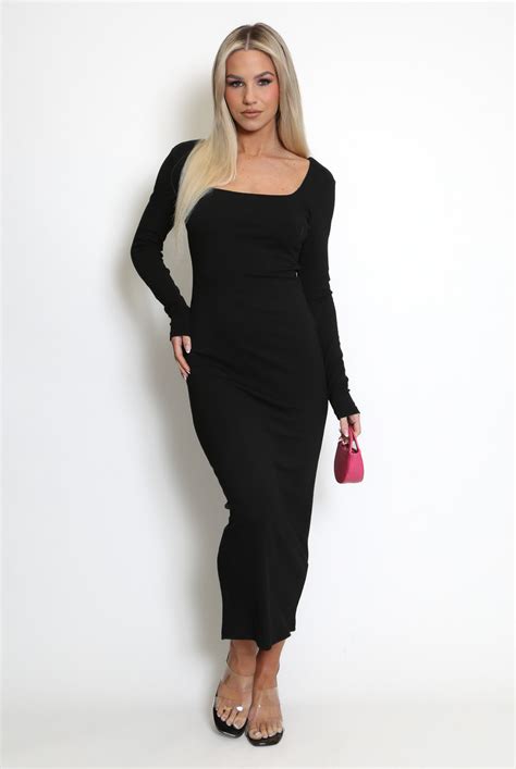 Square Neck Long Sleeve Maxi Dress Buy Fashion Wholesale In The Uk