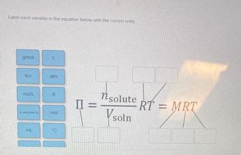 Answered Label Each Variable In The Equation Below With The Correct Units G Mol Torr Mol L