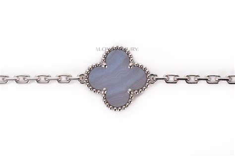 Van Cleef And Arpels Chalcedony White Gold 5 Motif Bracelet Luxury Shopping