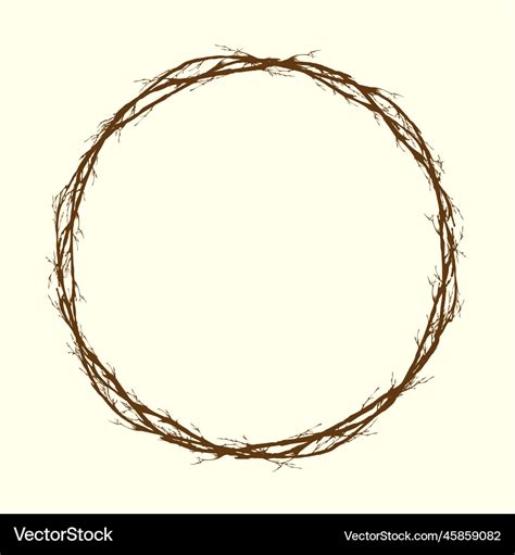 Tree Branch Lines Circle Frame Royalty Free Vector Image