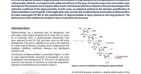 Absolute Quantification Of Oligonucleotides By Icp Msms Quality Assistance