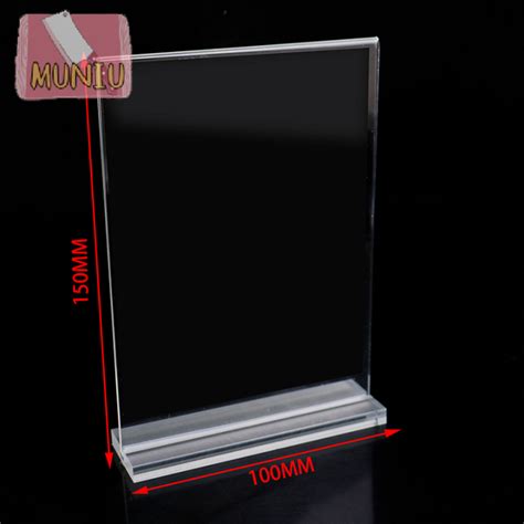 Muniu ที่ใส่ป้ายอะคริลิคสองด้านรูปตัวทีแท่นวางกระดาษตั้งแสดงเมนู