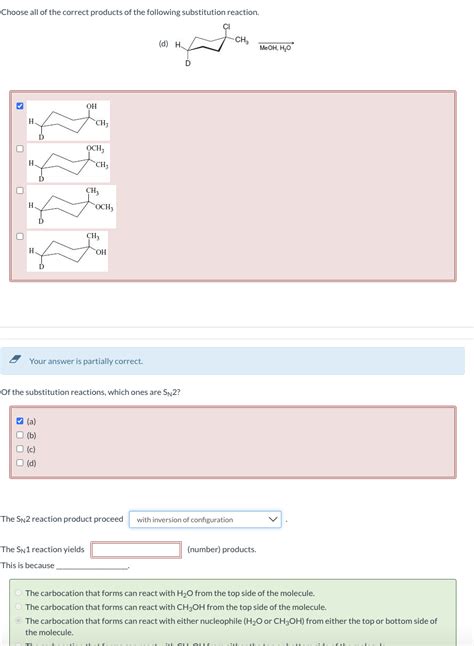 Solved Choose All Of The Correct Products Of The Following