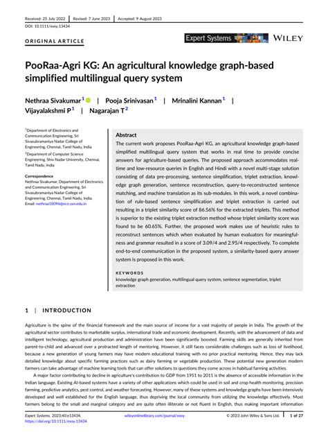 Pooraa‐agri Kg An Agricultural Knowledge Graph‐based Simplified Multilingual Query System
