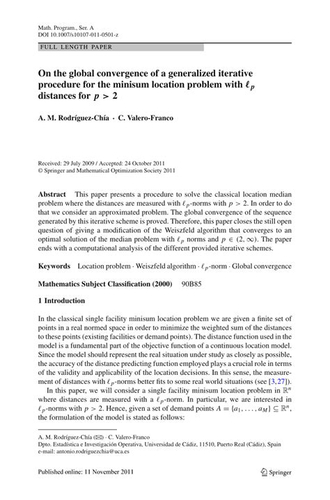 Pdf On The Global Convergence Of A Generalized Iterative Procedure