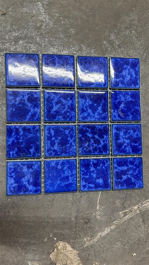 X Reflection Pacific Blue Glossy Glazed Porcelain Mosaic Pool Tile RE