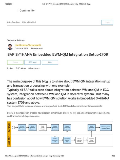 Sap S 4hana Embedded Ewm Qm Integration Setup 1709 Sap Blogs Pdf Warehouse Quality