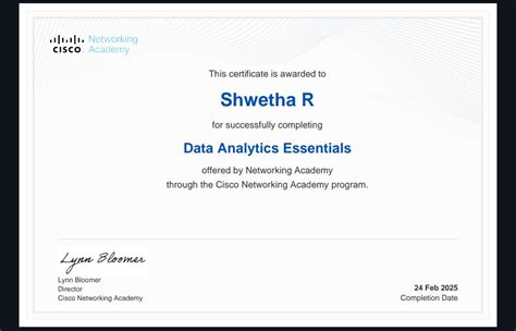 Completed Cisco Data Analytics Essentials Course Shwetha R Posted On The Topic Linkedin