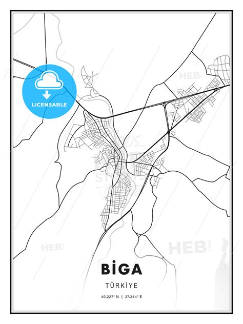 Bİga Biga Turkey Modern Map Print Template In Various Formats Hebstreits
