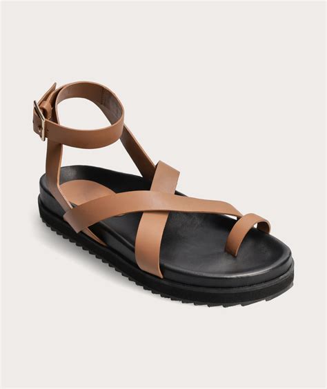 Ladies Strappy Flatform Sandal Tan Womens Shoes Fom Sa
