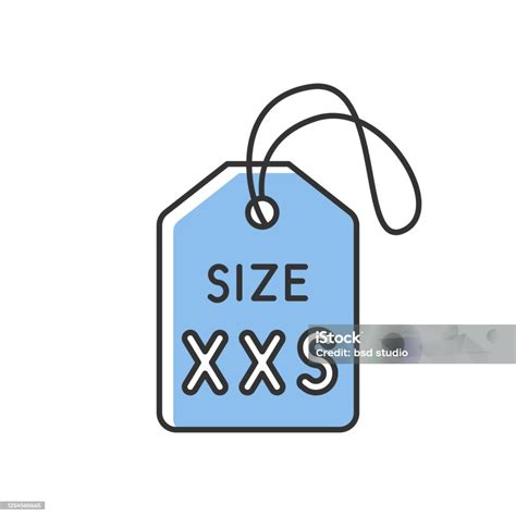 블루 Xxs 크기 레이블 Rgb 색상 아이콘 어린이 의류 매개 변수 설명 어린 아이들을위한 여분의 작은 크기 정보 태그 격리된