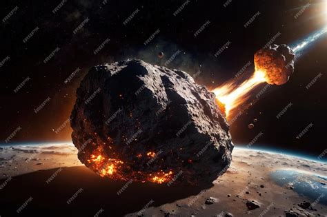 Impact Of Asteroid Meteor Comet Collision Explosion Over Planet Earth
