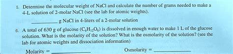 5 determine the molecular weight of nacl and calculate the number of