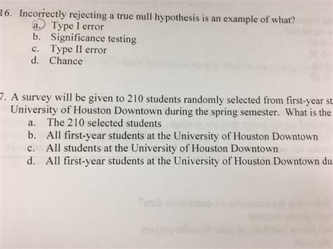 Solved 16 Incorrectly Rejecting A True Null Hypothesis Is