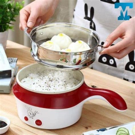 Nồi Lẩu Điện Nồi Điện Mini 2 Tầng Chống Dính Đa Năng 18cm TẶng KÈm XỬng