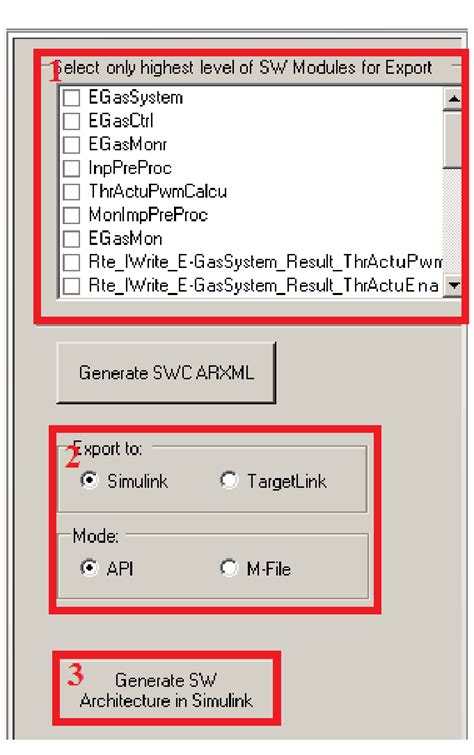 Screenshot Of The Sw Architecture Exporter Gui Download Scientific Diagram
