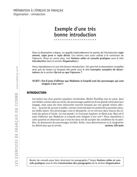 Exemple d une très bonne introduction