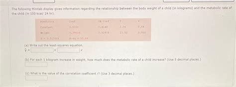 solved he following minitab display gives information