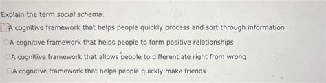 Solved Explain The Term Social Schema A Cognitive Framework